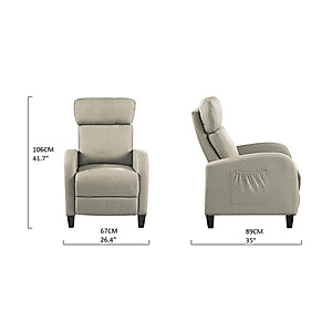 Casa Andrea Milano Living Room Slim Manual Recliner Chair (Beige)
