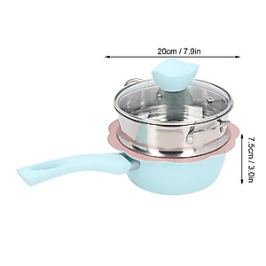 Nonstick Aluminum Alloy Sauce Pan Infant Baby Food Cooking Pot, Steaming Basket Visible Lid (Type 2)