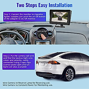 Wireless Backup Camera for Trucks Car Pickup Camper Van, 4.3 Inch IPS Monitor, HD 1080 Digital License Plate Rear View Camera Night Vision Waterproof Image Flip Grid Lines ON/Off