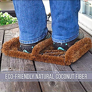 NINAMAR Natural Coir Boot Scraper Door Mat - 13 x 12 inch