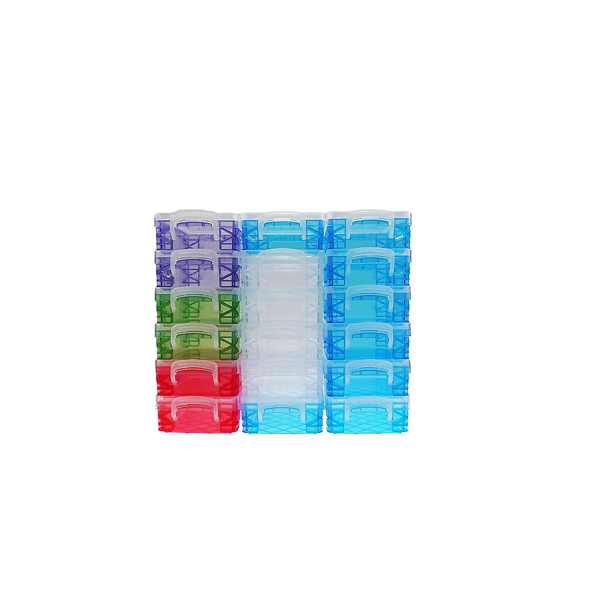 Storage Studios Advantus Super Stacker Crayon Box 8 Blue, 4, Clear, 2 Green, 2 Purple, 2 Pink 1.6 x 3.5 x 4.8 in. 61612 (18-Pack) bundled with 1 Artsiga Craft Bag