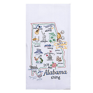 DHE 2 Piece Kay Dee Home State of Alabama Embroidered Kitchen Towel Bundle, Multicolored