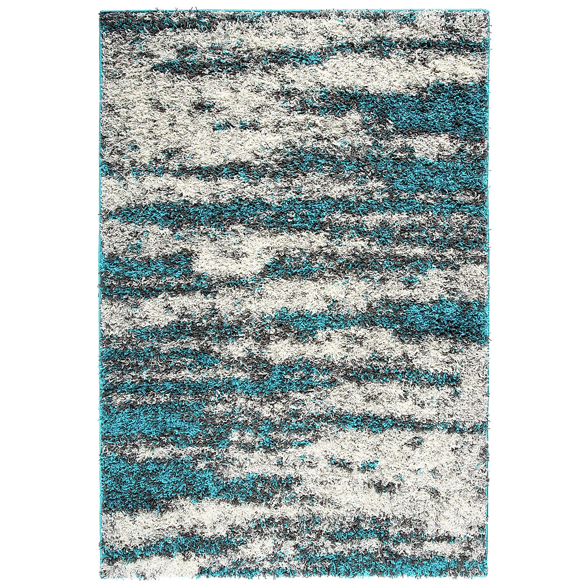 Rugshop Contemporary Abstract Design Plush Shag Area Rug 7'10" x 10' Turquoise