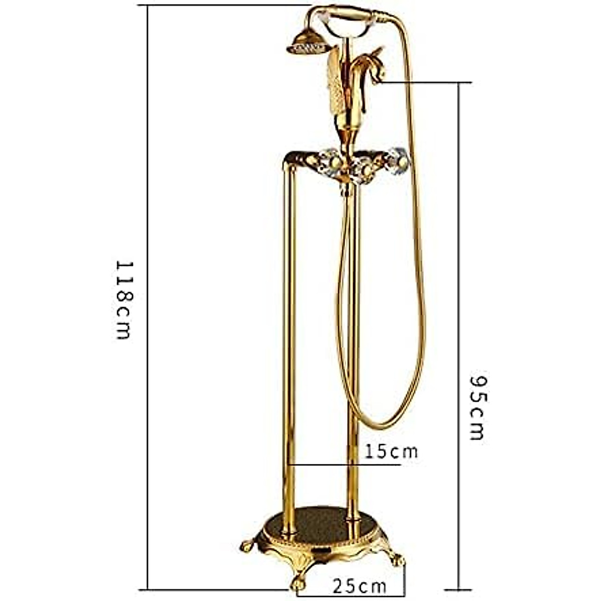 Retro Freestanding Bath Taps Bathroom Mixer Tap Bathtub Tap Double Bath Tap With Shower Waterfall Copper Bath Shower Mixer Taps-Chrome,Gold