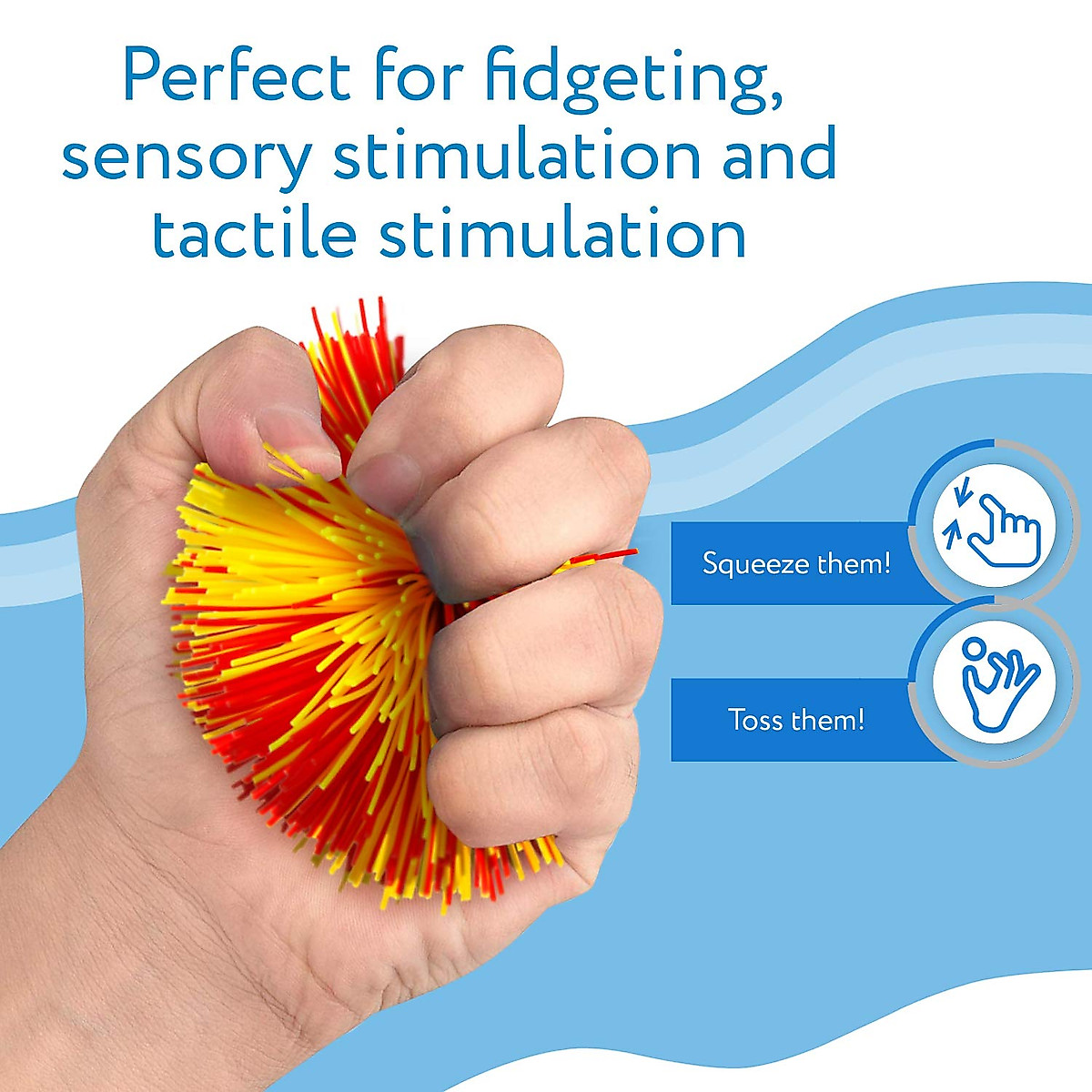 IMPRESA The Original 3 Pack Monkey Stringy Balls - Squeeze and Fidget Toys for Kids and Adults with ADHD and Autism - BPA/Phthalate/Latex-Free (3 Color Designs)