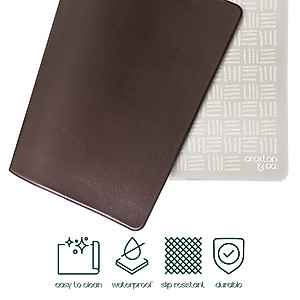 CROXTON & CO. Ultra-Durable, Large Waterproof Dog Food Mat - Stainproof, Washable Faux Leather Placemat for Food & Water Bowls | Non-Slip, Easy to Clean | Size: 16.5” x 28”