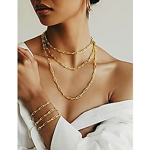 Waitsoul 925 Sterling Silver Paperclip Chain Lobster Clasp 3mm 18k Gold Over Paperclip Link Curb Chain Necklace for Women Men Diamond Cut 16-30 Inches(16)