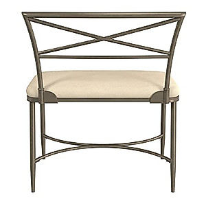 Hillsdale, Wimberly Modern Metal Vanity Stool with Rectangular Seat and X-Back Design for Makeup Room or Bathroom, Gold with Cream