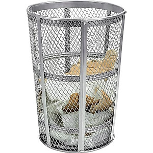 Global Industrial 48 Gallon Outdoor Metal Trash Container, Galvanized