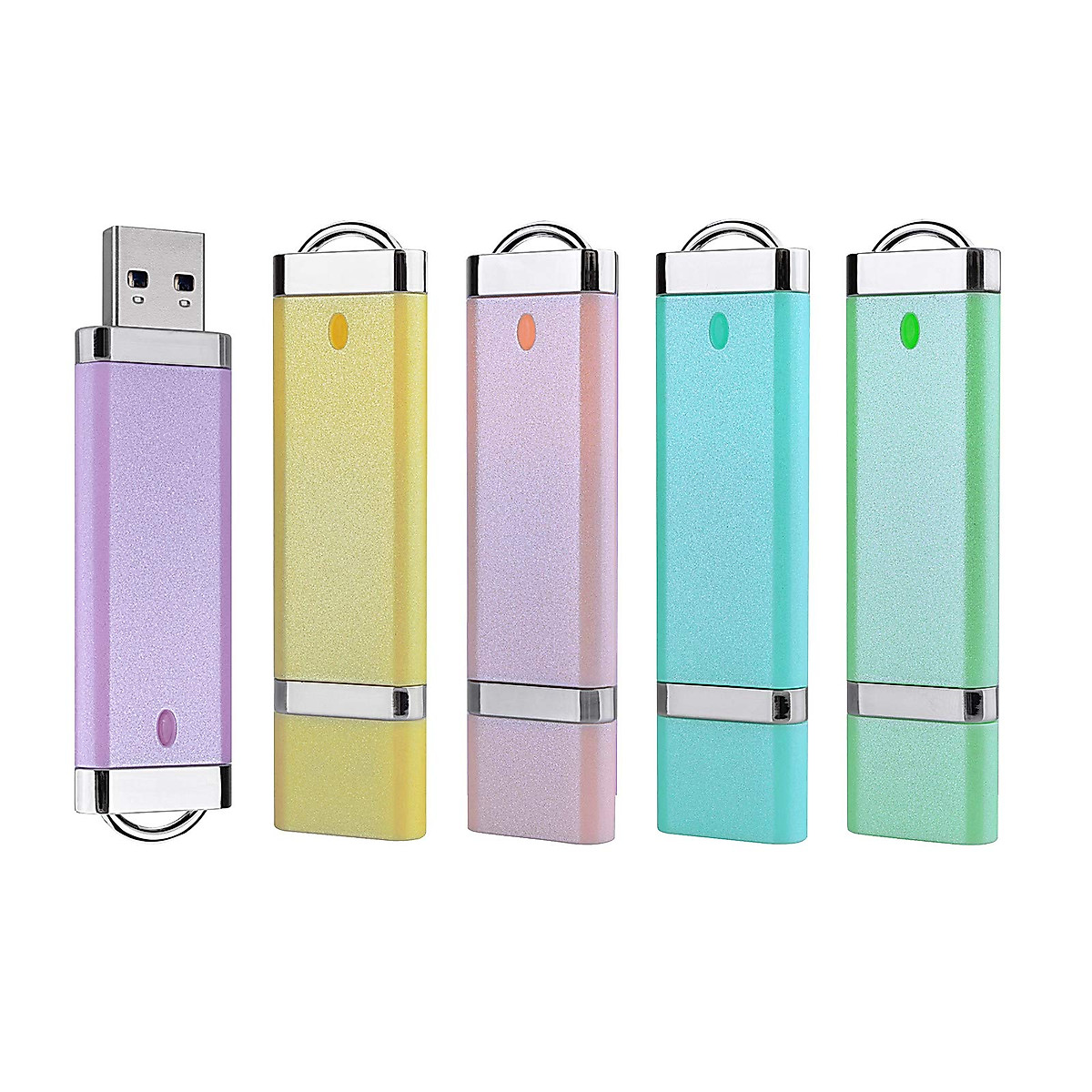 Aiibe 2GB 2G USB Flash Drive 5 Pack USB 2.0 Memory Stick Thumb Drives 2GB (5 Mixed Colors: Blue Green Yellow Pink Purple)