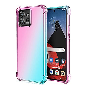 Osophter for Motorola ThinkPhone Case,Moto ThinkPhone Case Women Girls Reinforced Corners TPU Shock-Absorption Flexible Gradient Color Phone Cover(Pink Teal)
