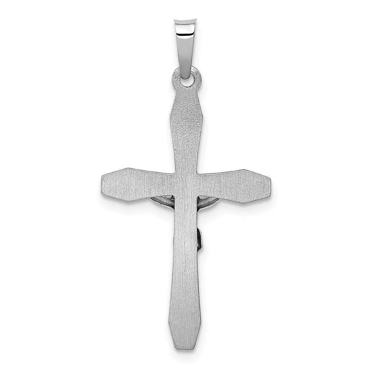Sonia Jewels 14k White Gold INRI Cross Pendant Crucifix Charm - 32mm x 17mm