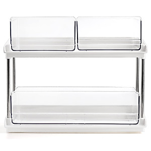 ZEAYEA 2 Tier Clear Organizer, Multi-Purpose Slide-Out Storage Container, Bathroom Vanity Countertop Organizer, Under Sink Organizer with Pull Out Drawer for Kitchen Pantry Office Desktop Cabinet