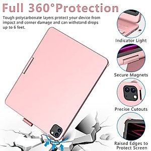 iPad Pro 11 inch Case with Keyboard, iPad Air 5/Air 4 10.9 inch Keyboard Case with Trackpad, Keyboard Case for iPad Air 5/Air 4 and iPad Pro 1-4 Gen, Backlit 10 Color & 360 Screen Rotation - Rose Gold