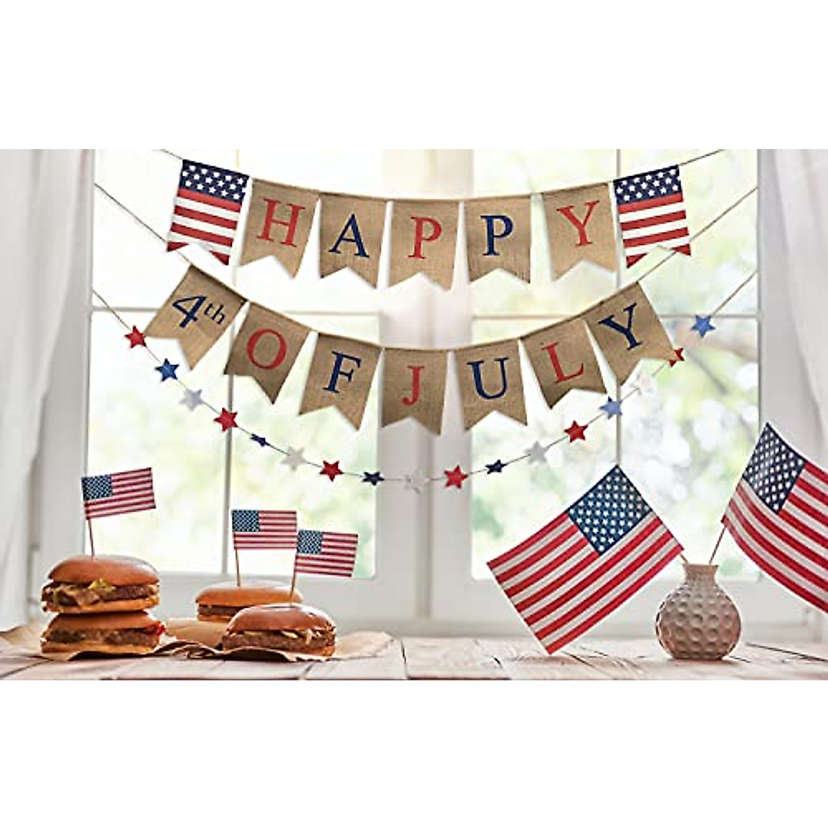 4th of July Banner - Fourth of July Bunting American Banner - July 4th Garland 4th of July Decor - Happy 4th of July Banner Patriotic Garland by Jolly Jon