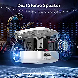 Portable Movie Projector, WiFi Outdoor Projector with Carrying Bag, Support Full HD 1080P Mini Smart Phone Projector for Home Theater Outdoor Movies Compatible with TV Stick HDMI USB AV