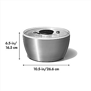 OXO Steel Salad Spinner, 6-2/74-Quart, Stainless Steel