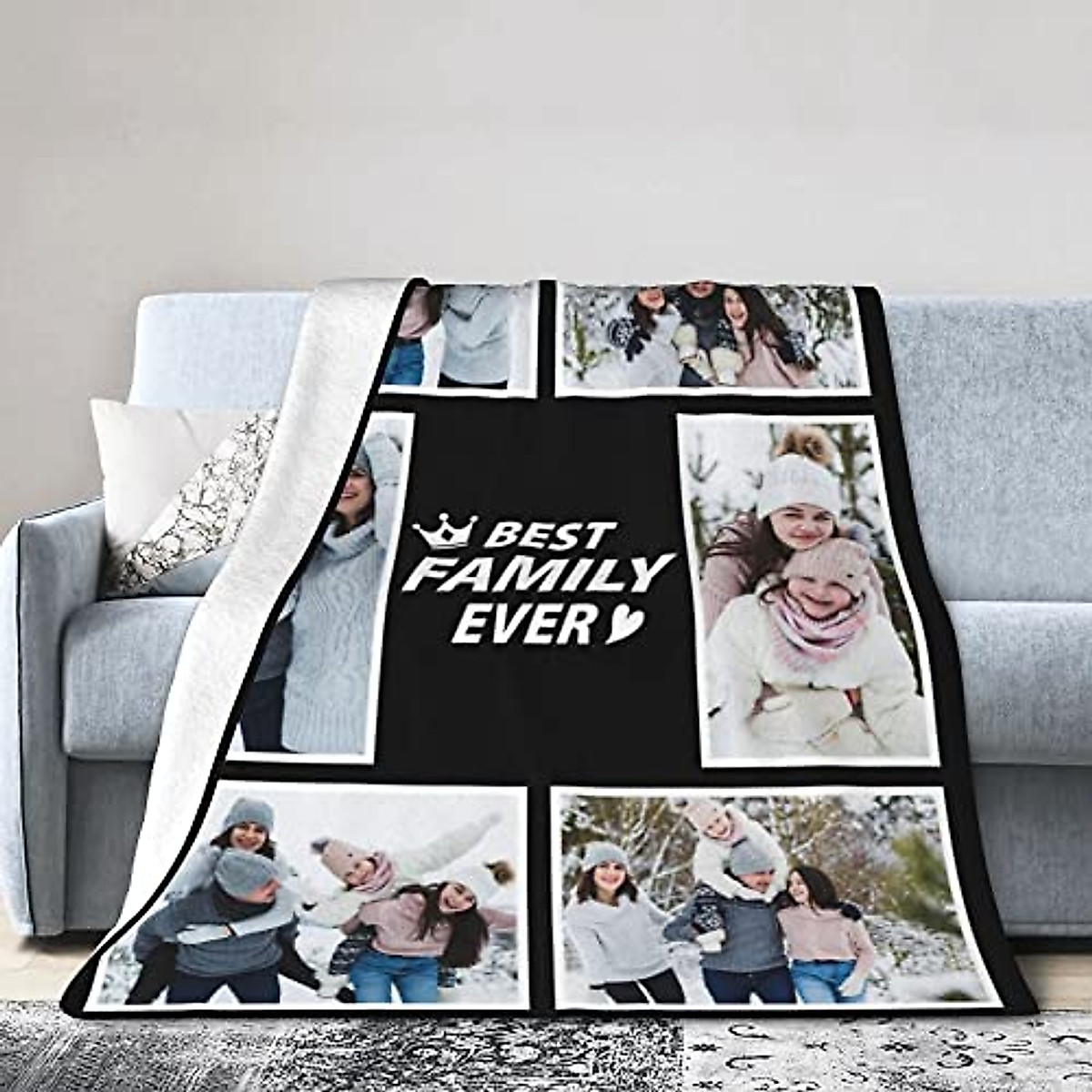 Easycosy Custom Blanket with Photo Personalized Picture Collage Throw Blanket Customized Mothers Day Couples Gifts for Family, Mom, Dad 30"x40"