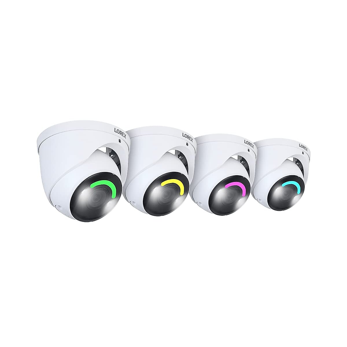 Lorex 4K Deterrence Dome AI PoE IP Wired Add-On Security Camera with Smart Security Lighting, Color Night Vision, and Smart Motion Detection Plus (4-Pack/White)