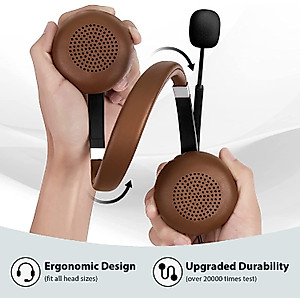 USB Headset with Microphone, Ultra Comfort Over-Ear Wired Headphones with Noise Cancelling Mic, Computer Headset with in-line Control for PC Laptop Home Office Online Class Skype Zoom