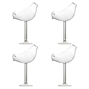 Healvian 4Pcs Bird Cocktail Cup Bird Shaped Glass Goblet Novelty Wine Champagne Goblet Martini Cups Wine Toasting Glasses for Kitchen Bar