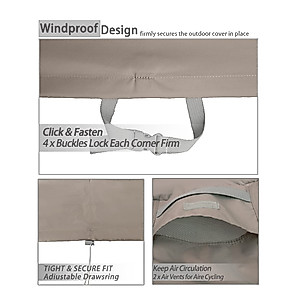 Garden Balsam Patio Furniture Cover Beige 96" D X 28" H Round Waterproof Outdoor Table Chair Set Covers Outdoor Sectional Cover Outdoor Furniture Set Cover