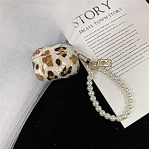 Leopard Airpods Pro Case Compatiable with Airpods Pro - Airpods pro Cover with Pearl Key Chain, Full Protective Durable Shockproof Personalize Wireless Headphone Case