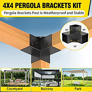 pergola Brackets 6x6 Woodworks Pergola kit Modular Modern Outdoor Pergola Hardware Kit DIY Elevated Wood Stand kit Includes 4 Bracket Shoulders 4 Boots for 6x6 (Actual: 5.5x5.5 Inch) Lumber