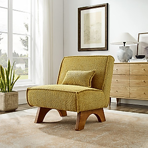 Art Leon Modern Modular Sofa Sherpa Fabric Single Sofa with Pillow, Accent Armless Chair with Wooden Legs for Living Room Bedroom, Yellow