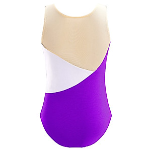 VernLan Gymnastics Leotards for Little Girls One-piece Sparkle Metallic Sleeveless Rhinestone Dancing Athletic Leotards Purple 6 Years