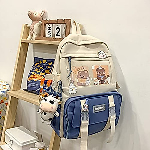 Bersauji Kawaii Backpack with Card Cover Pendant Pins Accessories Cute Aesthetic Backpack Large Capacity Laptop Bag