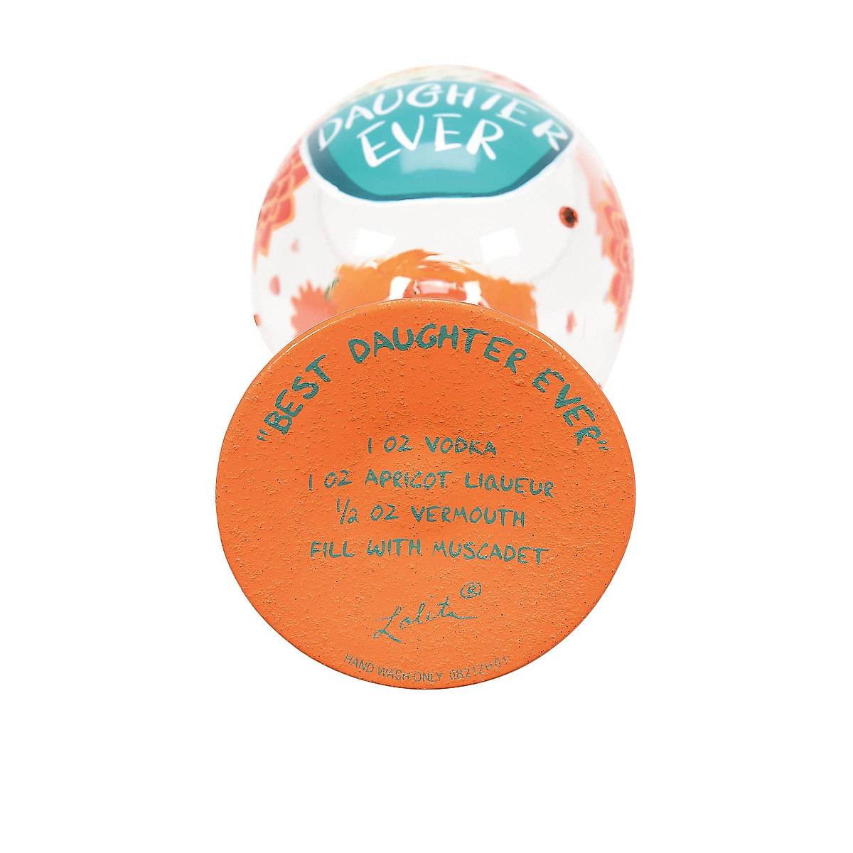 Enesco Designs by Lolita Best Daughter Ever Hand-Painted Artisan Wine Glass, 15 Ounce, Multicolor