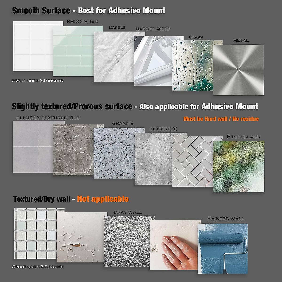 Wall Mount Handheld Shower Head Holder - 5 Positions Adjustable + 90° downwards - Large Shower Sprayer Fits - Suction Assisted Adhesive - Wide Slot - No Drill Installation - All Chrome Finish