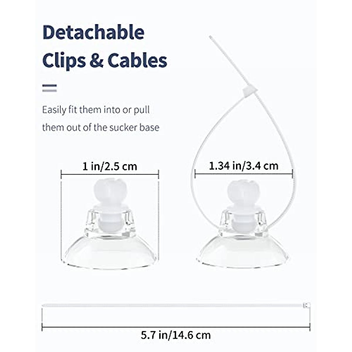 Pawfly 20 Pack Aquarium Suction Cups with Clips and Adjustable Zip Ties Cables Fish Tank Tools for Binding Moss Holding Airline Tubing Decorations Shrimp Nests and Reptile Hammocks