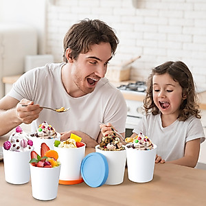 Mini Homemade Ice Cream Containers - 6 Pack Reusable 8Oz Leak-Free Silicone Lid Set