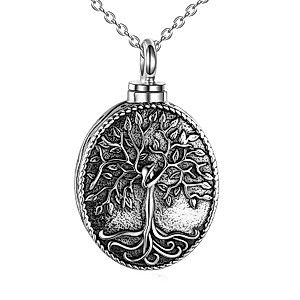ONEFINITY Unisex Urn Necklaces for Ashes Sterling Silver Tree of Life Cremation Memory Jewelry for Women Men