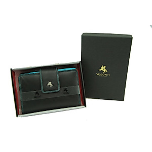 VISCONTI SP30 YLANG Spectrum Collection Multi Colored Soft Leather Bifold Wallet (Red)