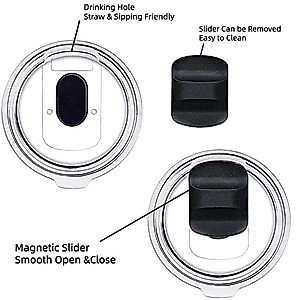 FXTNKYY 2Pcs Tumbler Lid,Yeti Lids 20 oz Replacement Lid,Fits YETI Rambler Or Old Style Rtic Coffee Tumbler,Replacement Magnetic Slider, Magnetic Spill Proof Tumbler Cover (20 oz, 2Pcs Black)