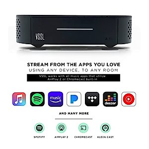 VSSL A.1x 2-Channel Audio Streaming Amplifier, Compatible with AirPlay 2, Chromecast, Amazon Alexa, Spotify Connect, Bluetooth