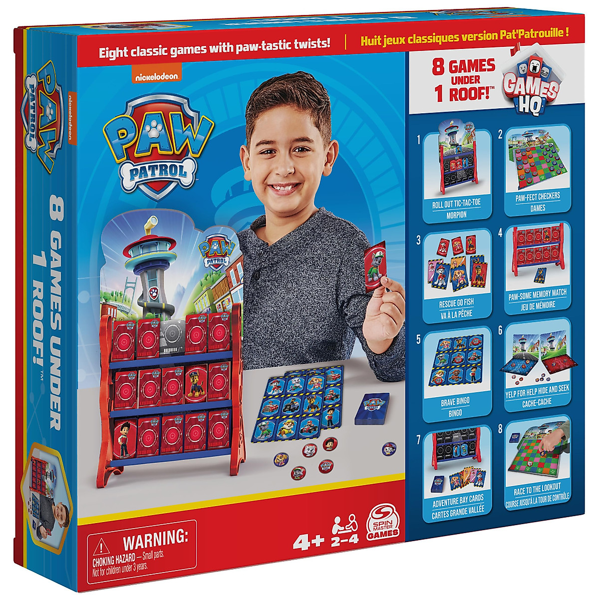 Spin Master Games PAW Patrol, Games HQ Board Games for Kids Checkers Tic Tac Toe Memory Match Bingo Go Fish Card Games PAW Patrol Toys, for Preschoolers Ages 4 and up