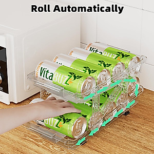 Skycarper Automatic Glide Adjustable Drink Organizer, Clear Soda Can Dispenser Organizer for Pantry Refrigerator, Set of 2