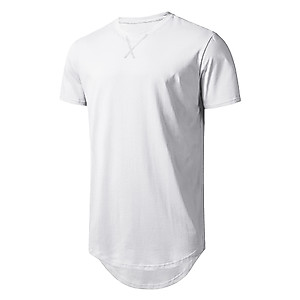 LETAOTAO Mens Big and Tall Shirts Hipster Slim Fit T-Shirts Longline Drop Cut Gym Muscle Tee