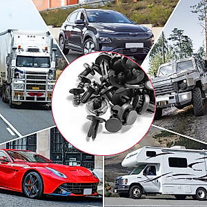 120pcs Retainer Clips Push Type Retainers 6.3mm 8mm 9mm 10mm Expansion Screws Replacement Kit, Plastic Bumper Push Rivets Fastener with Remover Fit for GMC Ford Toyota Honda Acura (120)