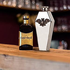 AORCMITN Coffin Bat Flask With Funnelfor Liquor For Men Women Drinking Whiskey Alcohol Stainless Steel Flasks (Silver- 3.5oz)