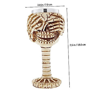 LIFKOME 1Pc goblet Wine Cup for Party 3d wine glass Stainless steel decorate halloween resin Halloween Cocktail Glass Party Wine Cup ghost head three-dimensional Skull Cocktail Glass gift