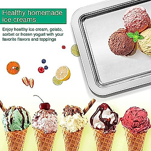 Roller Ice Cream Maker - Stainless Steel - 10 * 8 inch Family Large Size, DIY Soft Serve Machine for Homemade Ice Cream, Frozen Yogurt, Rolled Ice Cream