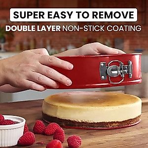 Zulay Premium Springform Pan 9 Inch Nonstick - Cheesecake Pan With Removable Bottom - No Need For Parchment Paper - Spring Form For Baking - Leak-Proof Cake Pan (Red)