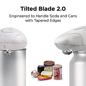 Kitchen Mama Auto 2.0 Electric Can Opener: Refined Blade Opens Almost Any Can - Automatic, Hands Free, Smooth Edge, Food-Safe, Battery Operated, YES YOU CAN (Marble White)