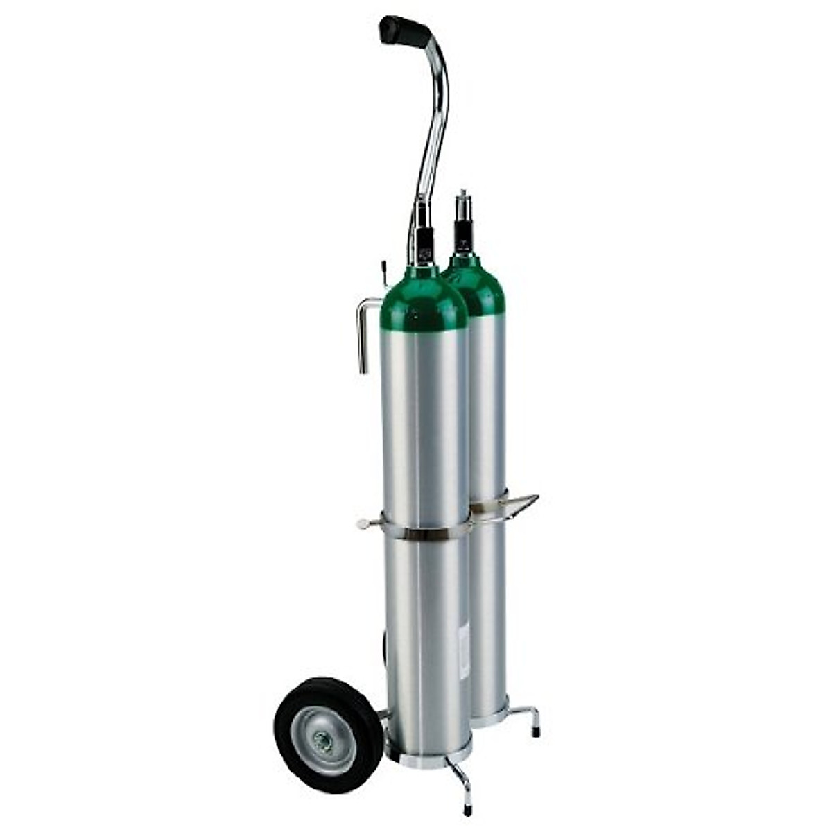 Oxyen Tank Cart Dolly with Adjustable Height with Cane Style handling for E Size Cylinders