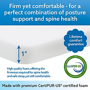 Criblike Trifold Pack and Play Mattress, Waterproof Playpen Mattress, Portable Crib Mattress Topper, with Soft Washable Cover, 38’’x26’’